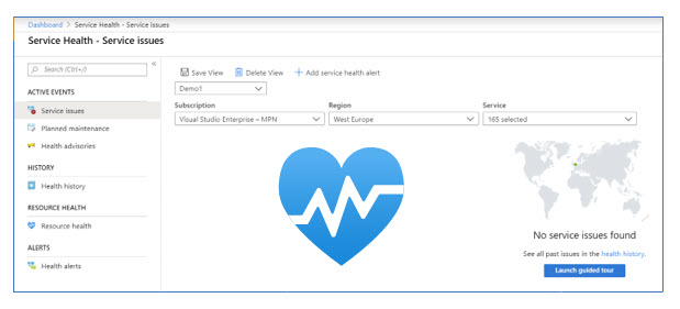 Azure Service Health: How to create a pinned health world map and a ...