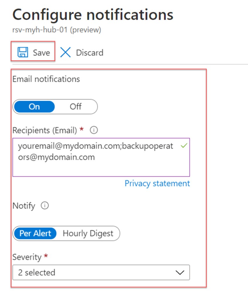Azure Backup: How to configure email notifications for Backup Alerts ...