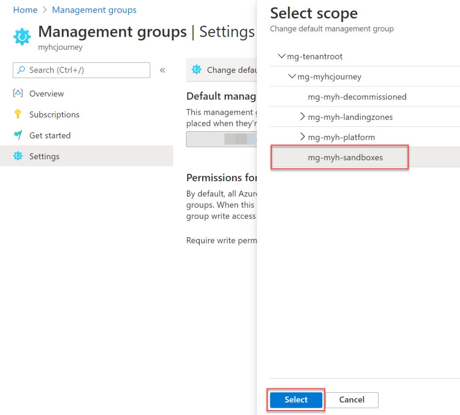 Azure Governance: How to change the default management group for new ...