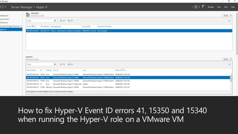 How to fix Hyper-V Event ID errors 41, 15340 and 15350 when running the ...