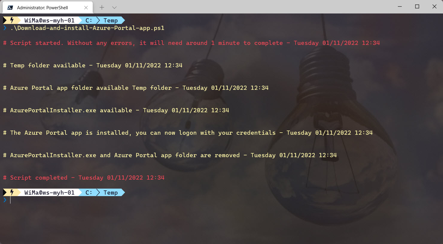 Download and install the Azure Portal app with PowerShell – Wim Matthyssen