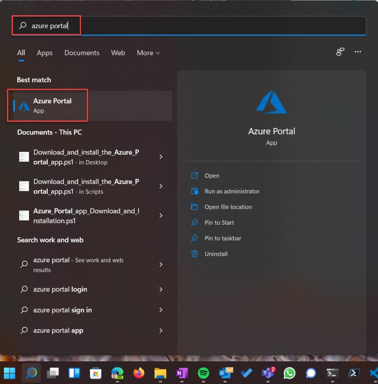 Download and install the Azure Portal app with PowerShell – Wim Matthyssen