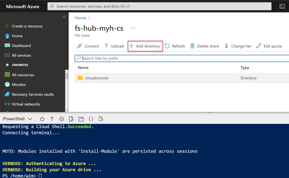 Upload and run an Azure PowerShell script from your clouddrive in Azure ...