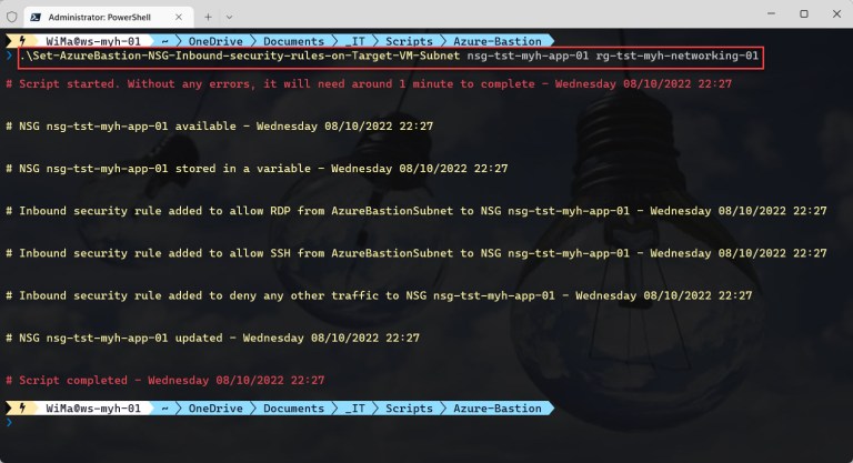 Azure Bastion: Set Azure Bastion NSG Inbound security rules on the ...