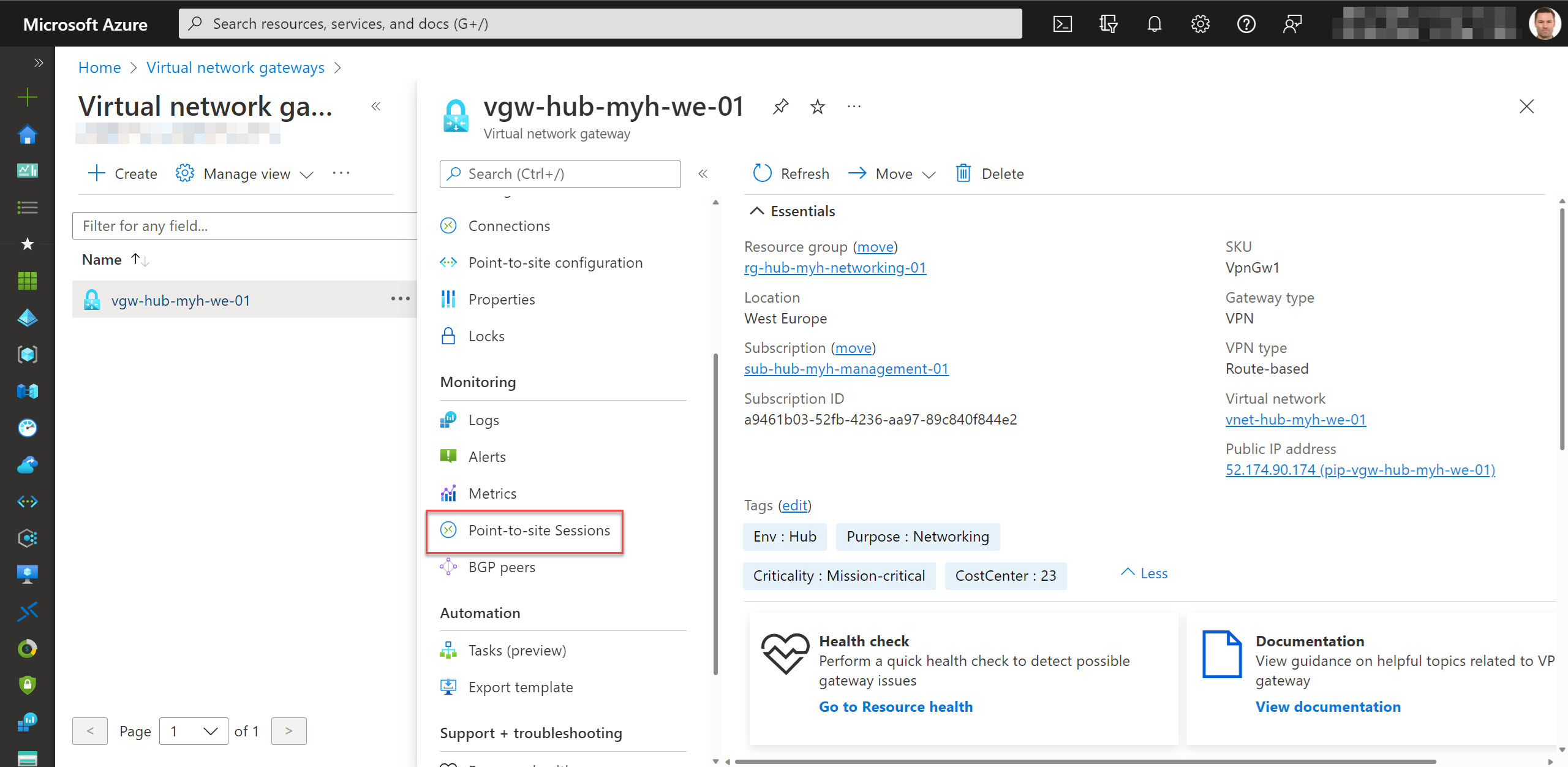Azure Tip: View or disconnect current P2S VPN sessions – Wim Matthyssen