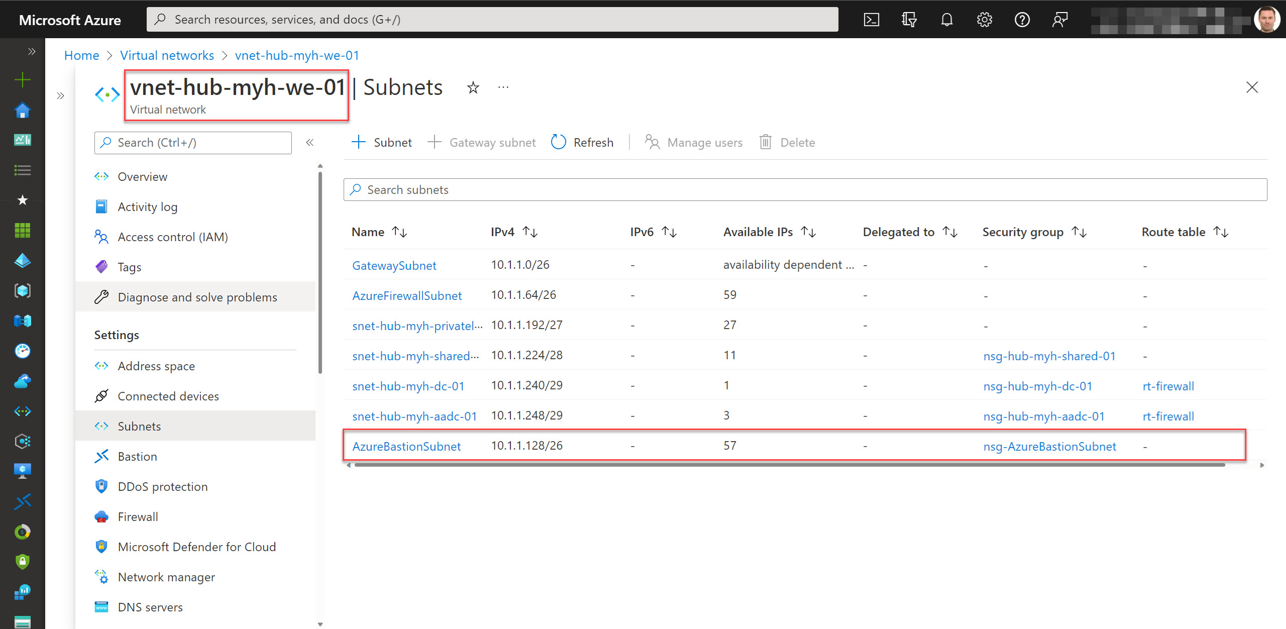 Azure Bastion: Set Azure Bastion NSG Inbound security rules on the ...