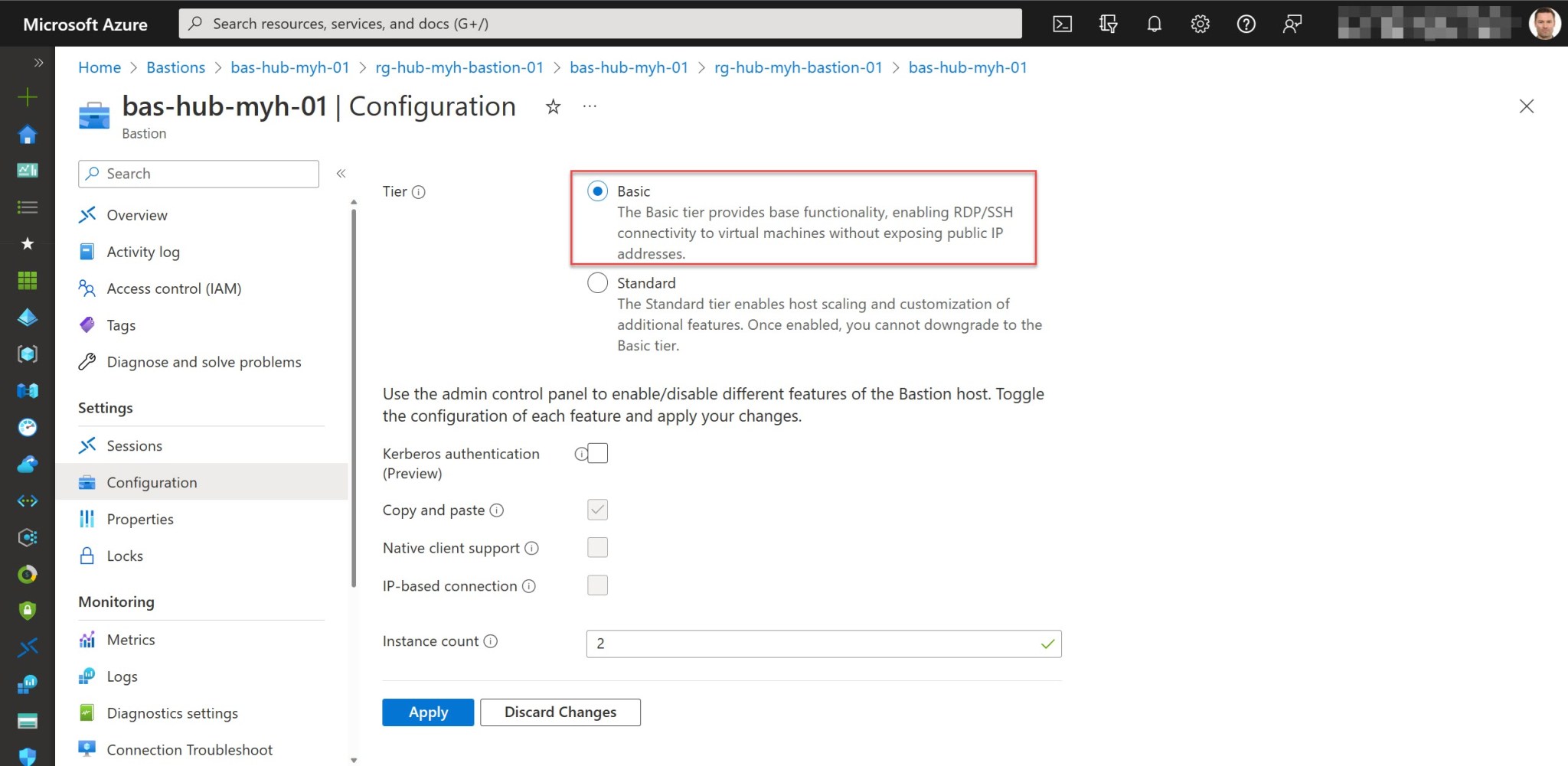 Azure Bastion: Switch Standard SKU to Basic SKU with Azure PowerShell ...