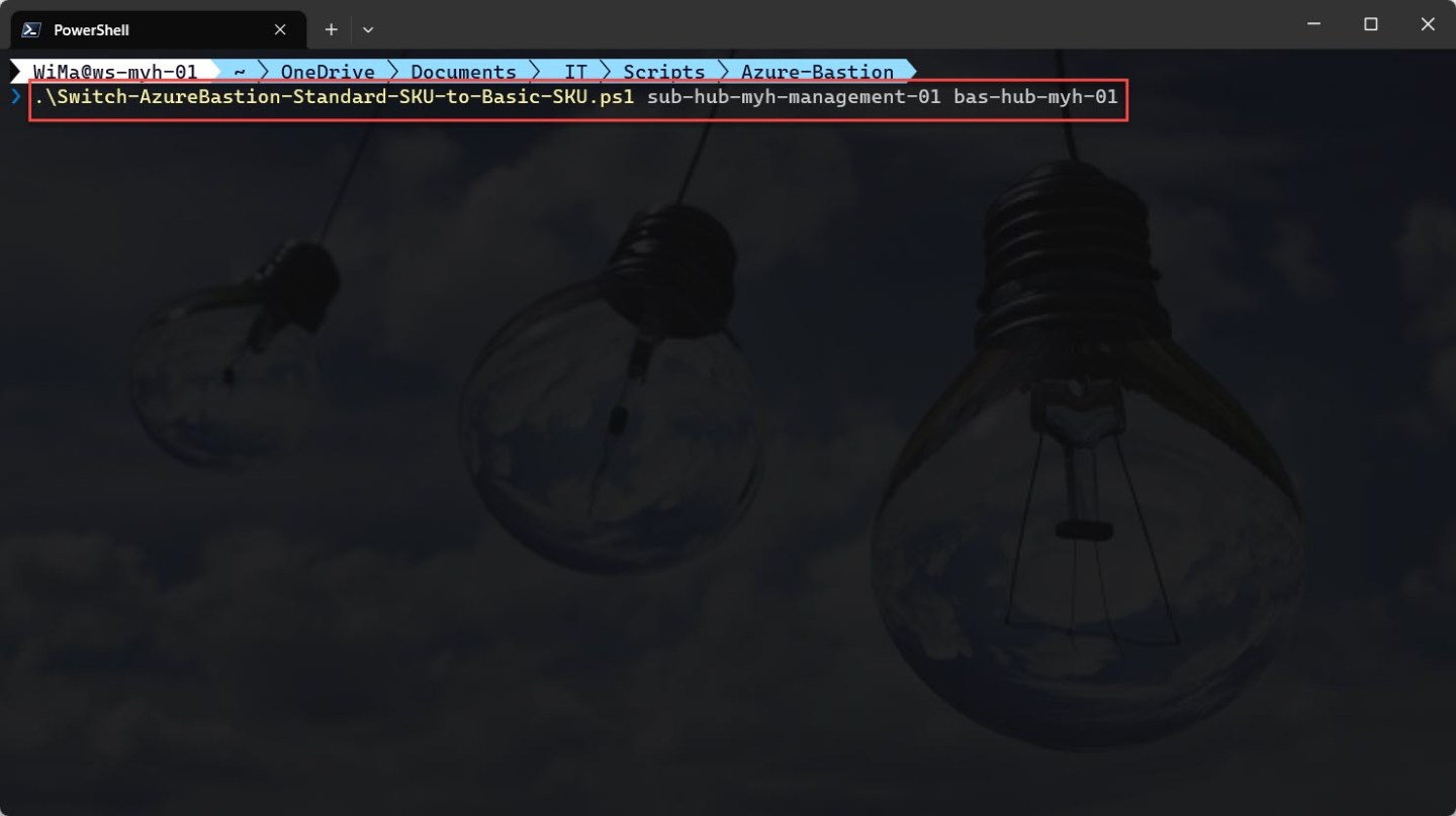 Azure Bastion: Switch Standard SKU to Basic SKU with Azure PowerShell ...