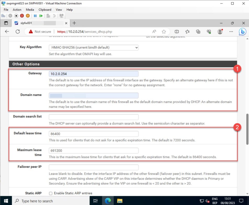 How to configure advanced settings for pfSense running within a Hyper-V ...
