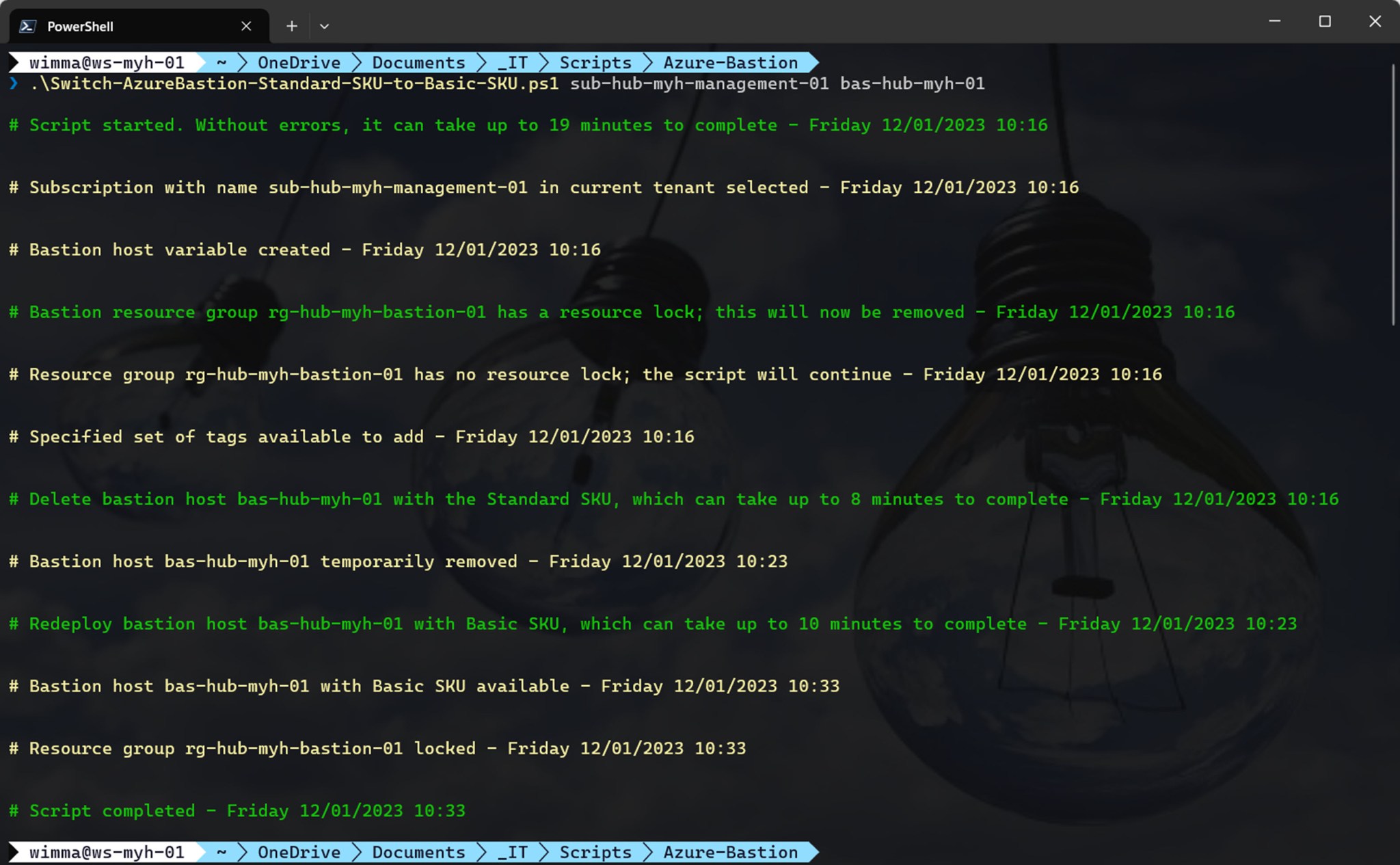Azure Bastion: Switch Standard SKU to Basic SKU with Azure PowerShell ...