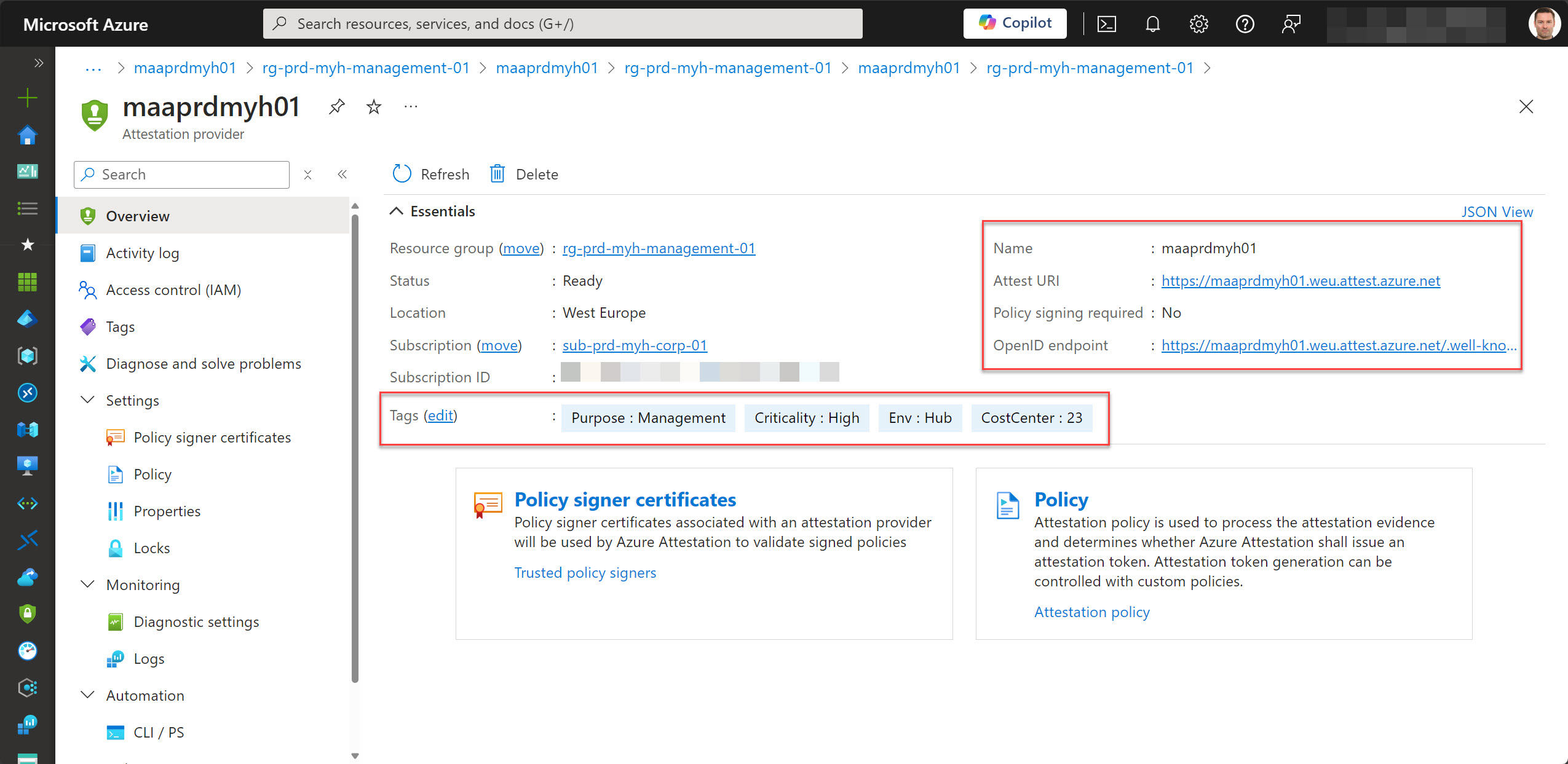 Create a Microsoft Azure Attestation provider with Azure PowerShell ...