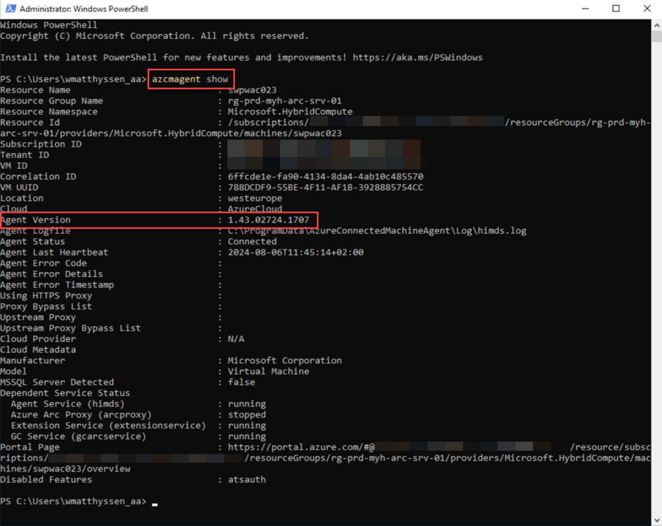 Azure Arc: Checking your Azure Connected Machine agent version – Wim ...