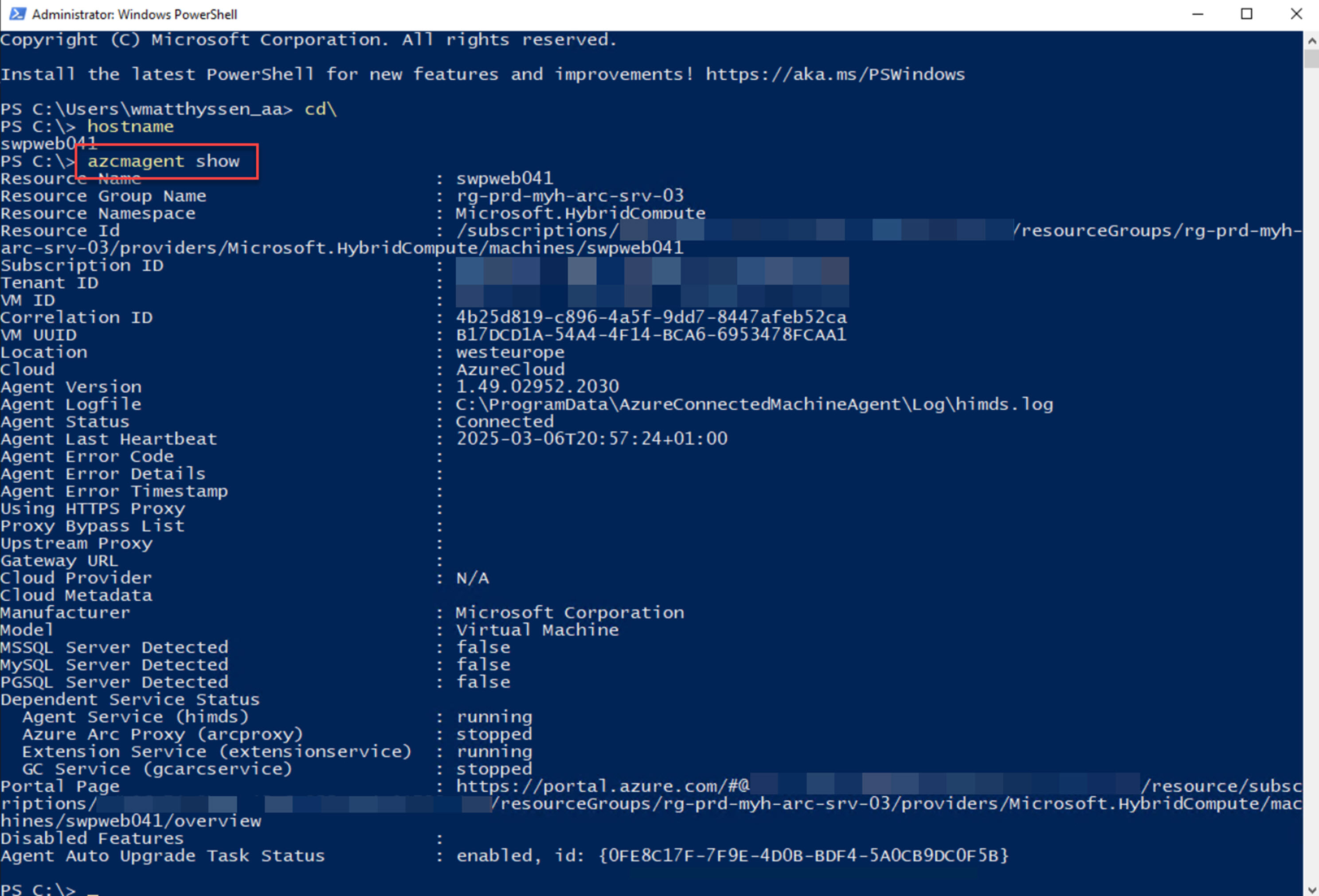 Azure Arc: Verify Azure Arc Connect Machine agent and specific Arc ...