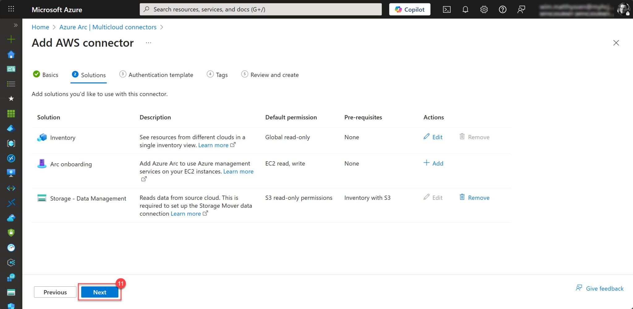 Azure Arc: Creating or updating an AWS Multicloud connector for S3 ...