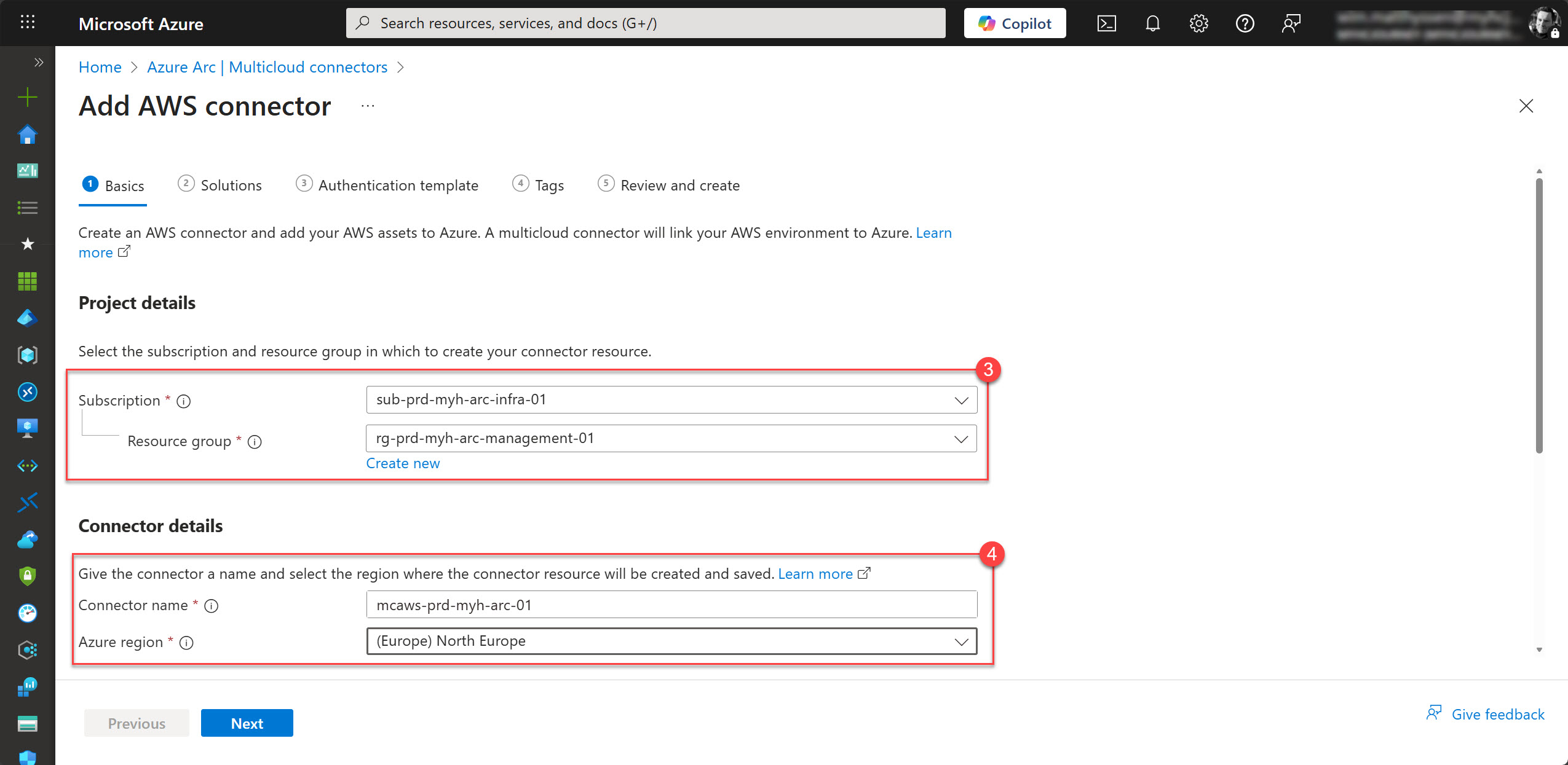 Azure Arc: Creating or updating an AWS Multicloud connector for S3 ...