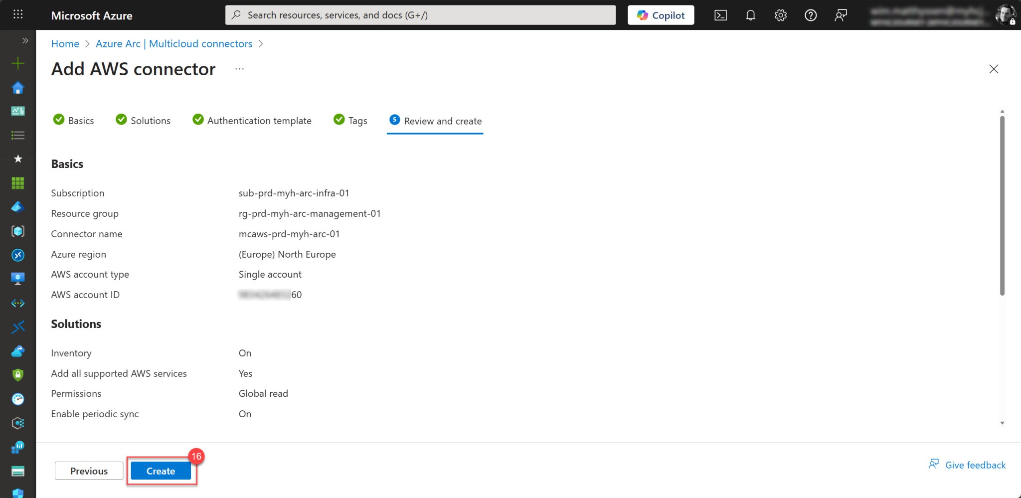 Azure Arc: Creating or updating an AWS Multicloud connector for S3 ...