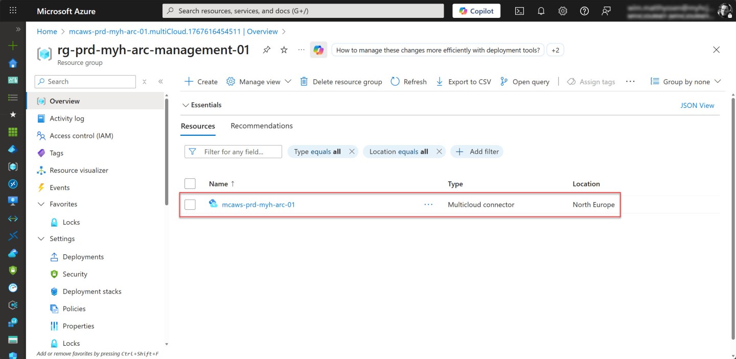 Azure Arc: Creating or updating an AWS Multicloud connector for S3 ...