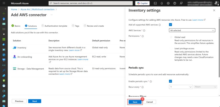 Azure Arc: Creating or updating an AWS Multicloud connector for S3 ...