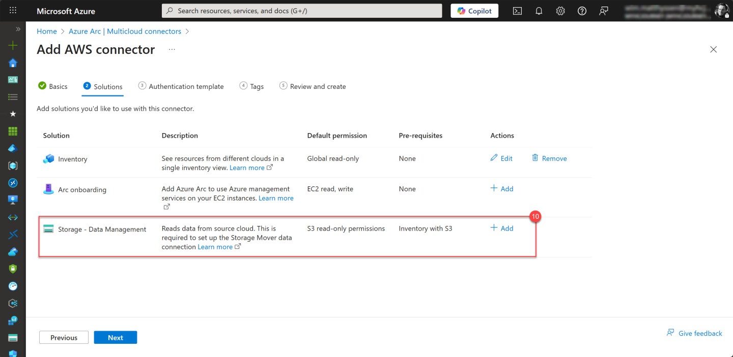 Azure Arc: Creating or updating an AWS Multicloud connector for S3 ...